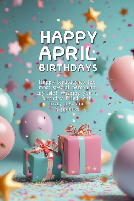 White Maximalist Happy April Birthdays Banner 4' × 6' Template ...