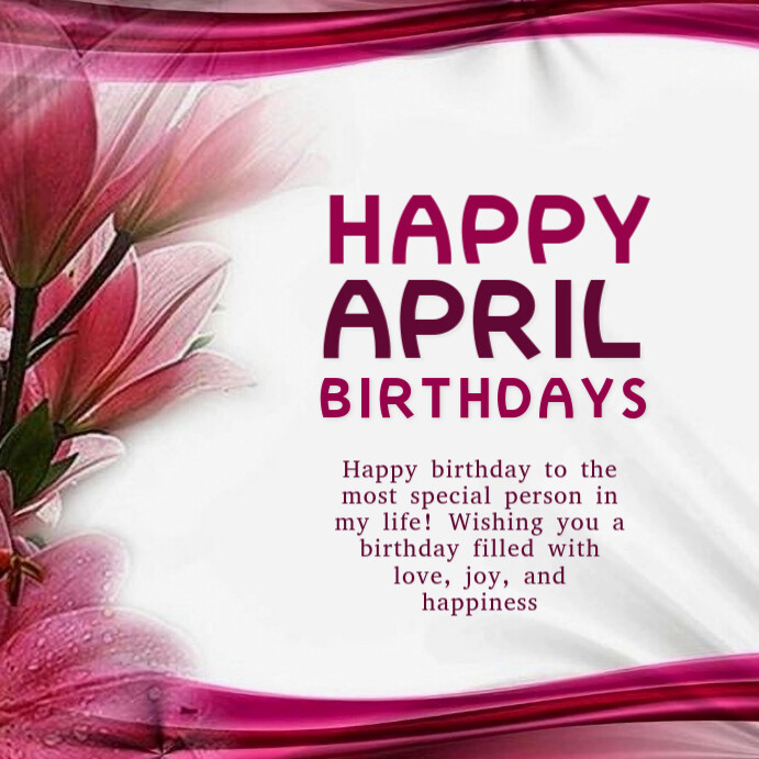 White Maximalist Happy April Birthdays Instagram Post Template ...