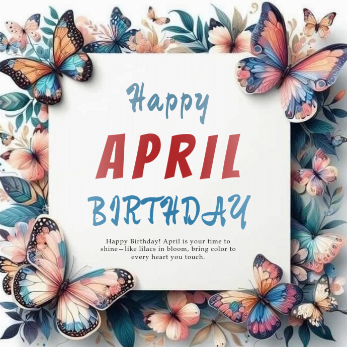 White Maximalist Happy Birthday April Logo Template | PosterMyWall