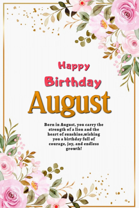 White Maximalist Happy Birthday August Poster Template | PosterMyWall