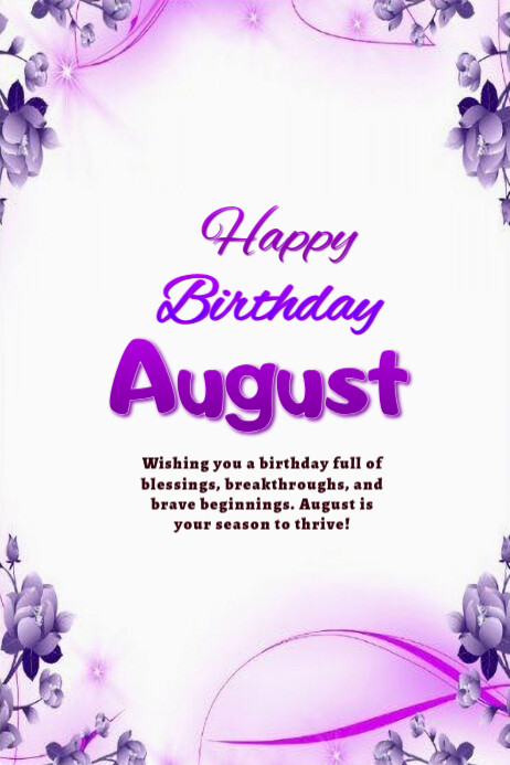 White Maximalist Happy Birthday August Poster Template | PosterMyWall