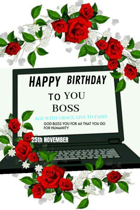 White Maximalist Happy Birthday Boss Poster Template | PosterMyWall