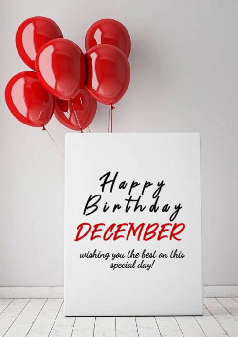 White Maximalist Happy Birthday December A4 Template | PosterMyWall