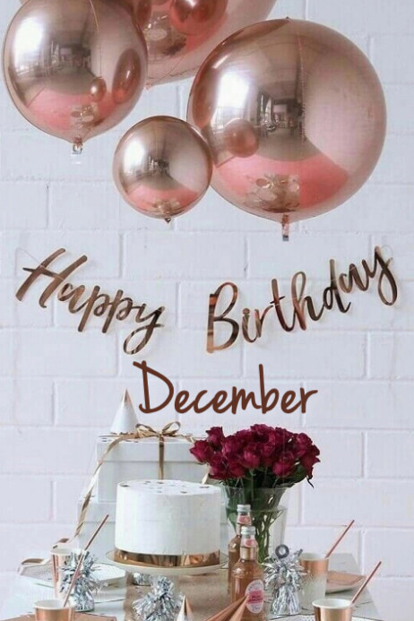 White Maximalist Happy Birthday December Banner 4' × 6' Template ...