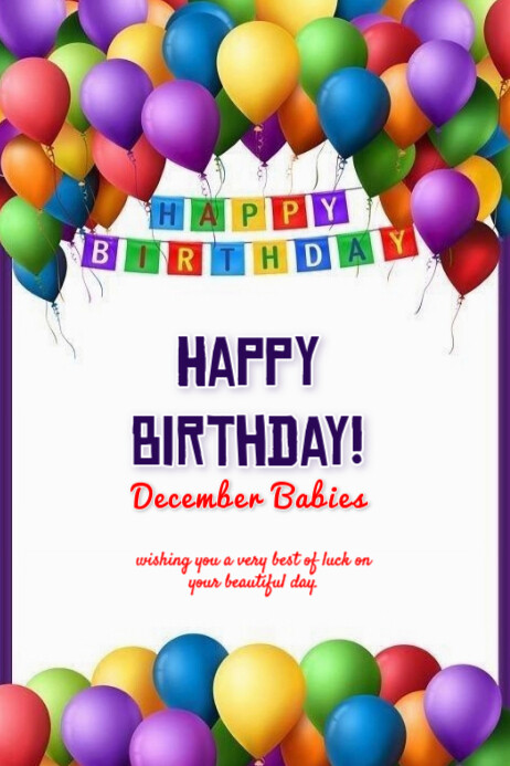 Copy of White Maximalist Happy Birthday December Banner 4' × 6 ...
