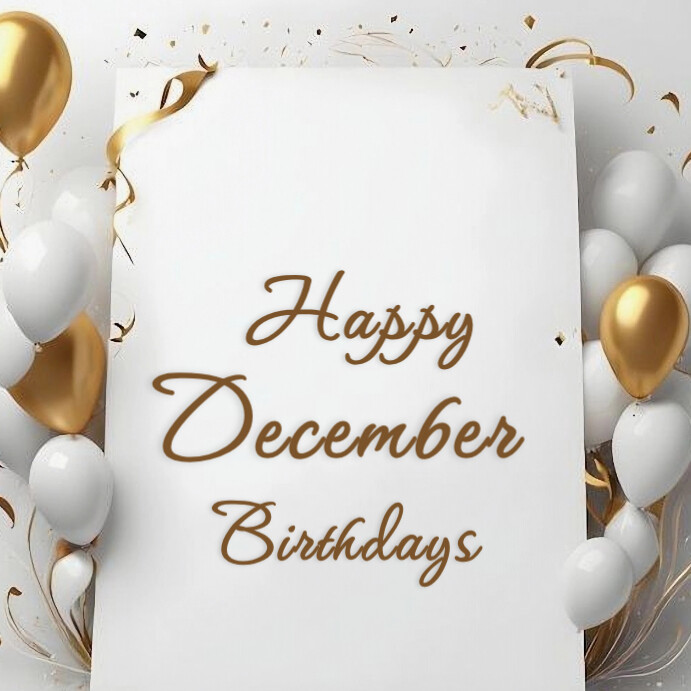 White Maximalist Happy Birthday December Instagram Post Template ...