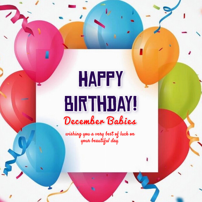 White Maximalist Happy Birthday December Instagram Post Template ...