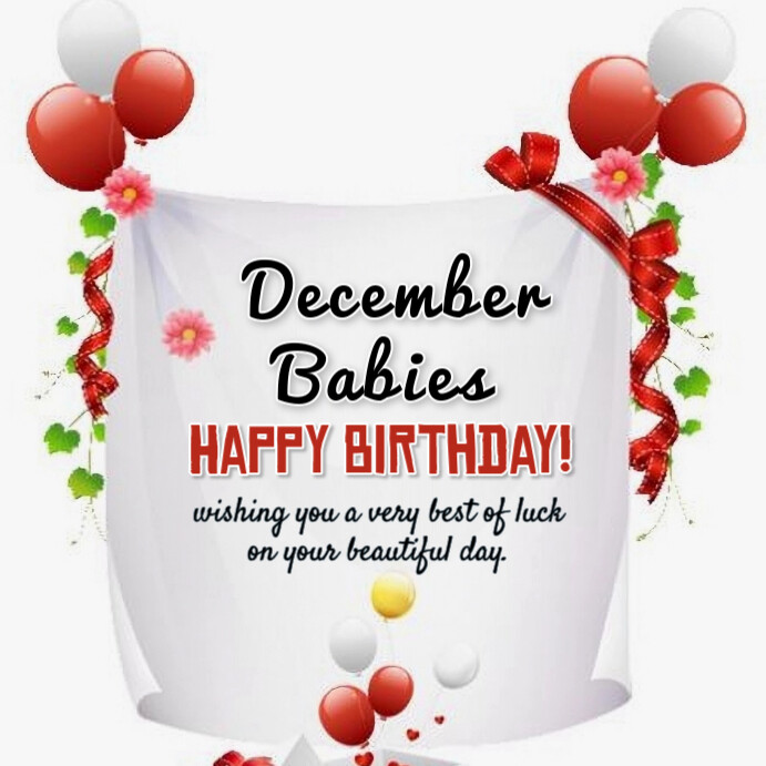 White Maximalist Happy Birthday December Instagram Post Template ...