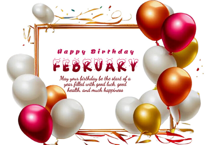 Copy of White Maximalist Happy Birthday February A4 | PosterMyWall