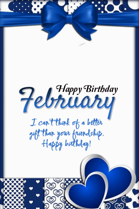 White Maximalist Happy Birthday February Banner 4' × 6' Template ...