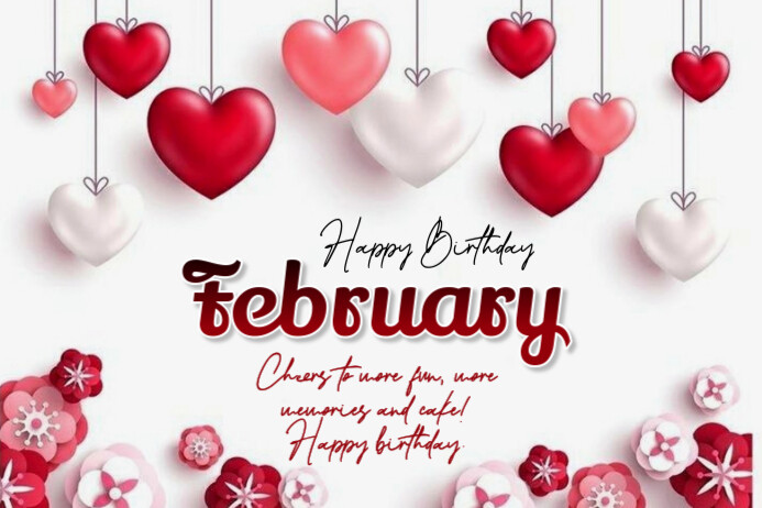 Copy of White Maximalist Happy Birthday February Banner 4' × 6 ...