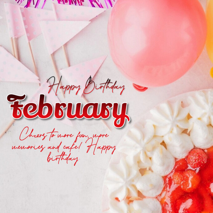 Plantilla de White Maximalist Happy Birthday February Instagram Post ...