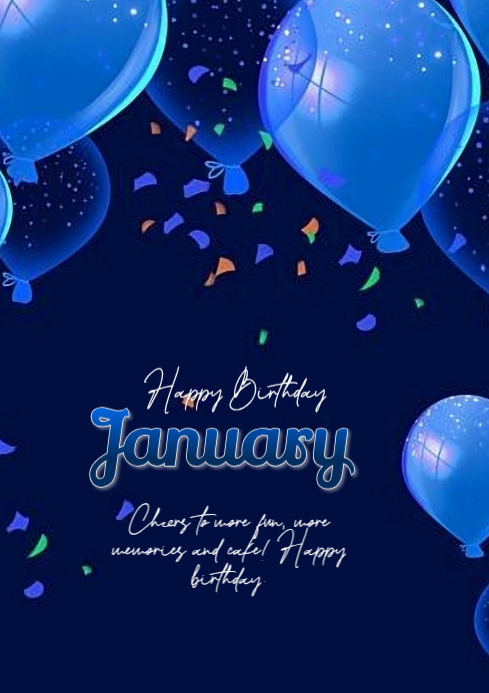 Plantilla de White Maximalist Happy Birthday January A4 | PosterMyWall