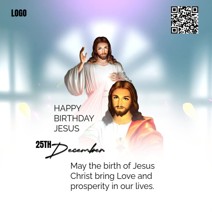 White Maximalist Happy Birthday Jesus Christ 25 December Instagram Post ...