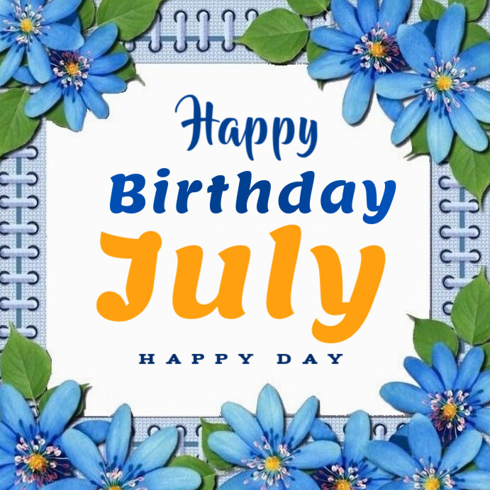White Maximalist Happy Birthday July Instagram Post templaat | PosterMyWall