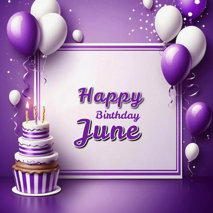 White Maximalist Happy Birthday June Instagram Post Template | PosterMyWall