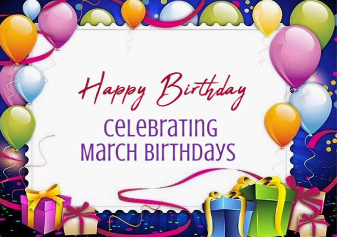 Modèle White Maximalist Happy Birthday March A4 | PosterMyWall