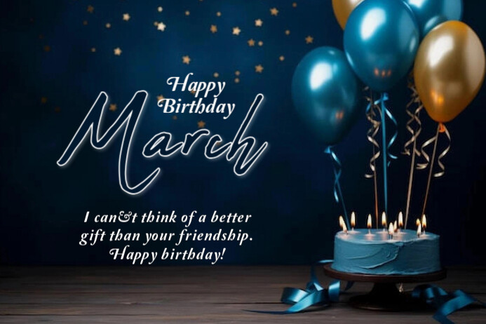 White Maximalist Happy Birthday March Banner 4' × 6' Template ...