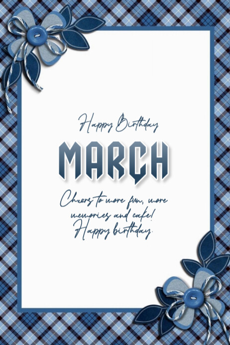 White Maximalist Happy Birthday March Banner 4' × 6' Template ...