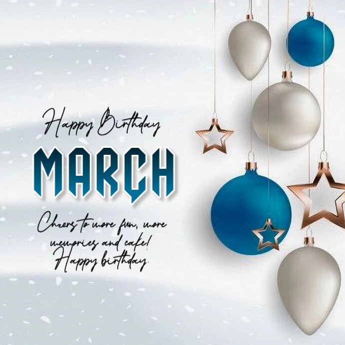 White Maximalist Happy Birthday March Instagram Post Template ...