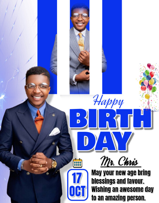 White Maximalist Happy Birthday Poster/wallboard Template | PosterMyWall