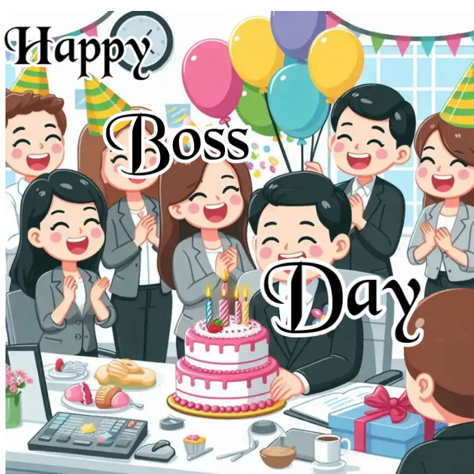 White Maximalist Happy Boss Day Instagram Post Template | PosterMyWall