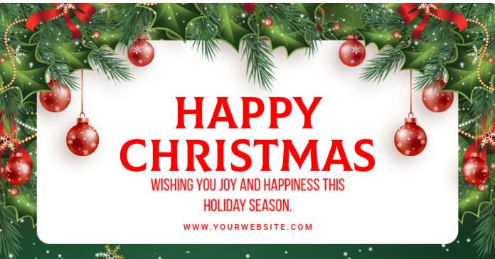 White Maximalist Happy Christmas Facebook Shared Image Template | PosterMyWall