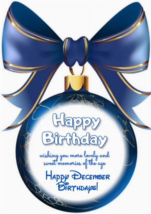 White Maximalist Happy December Birthdays A4 Template | PosterMyWall