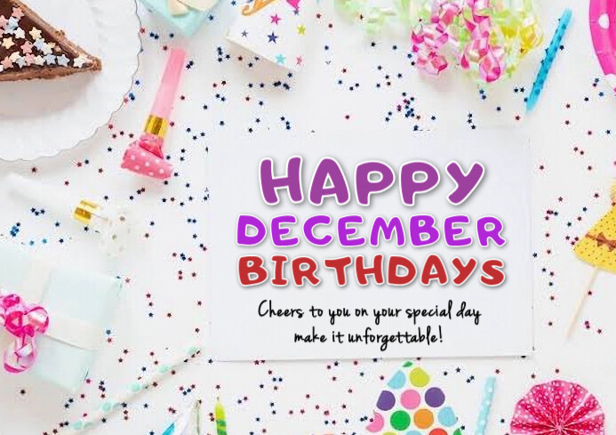 Copy of White Maximalist Happy December Birthdays A4 | PosterMyWall