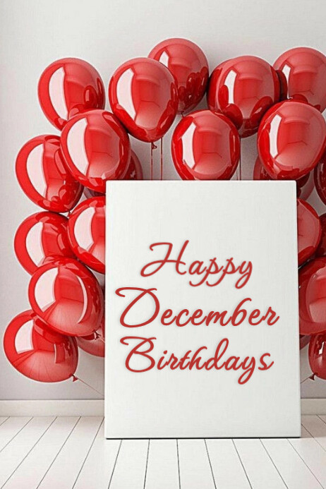White Maximalist Happy December Birthdays Banner 4' × 6' Template ...