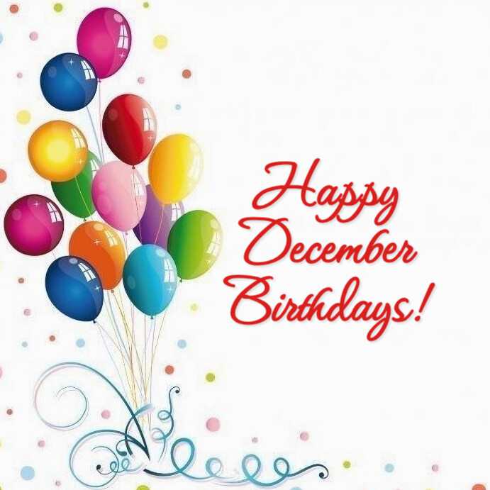 White Maximalist Happy December Birthdays Instagram Post Template ...