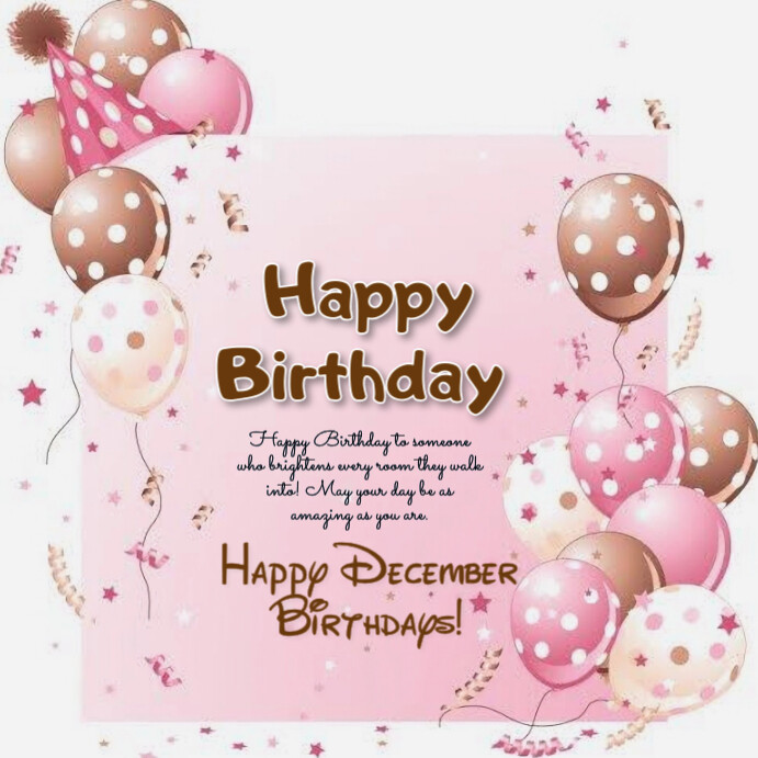 White Maximalist Happy December Birthdays Instagram Post Template ...