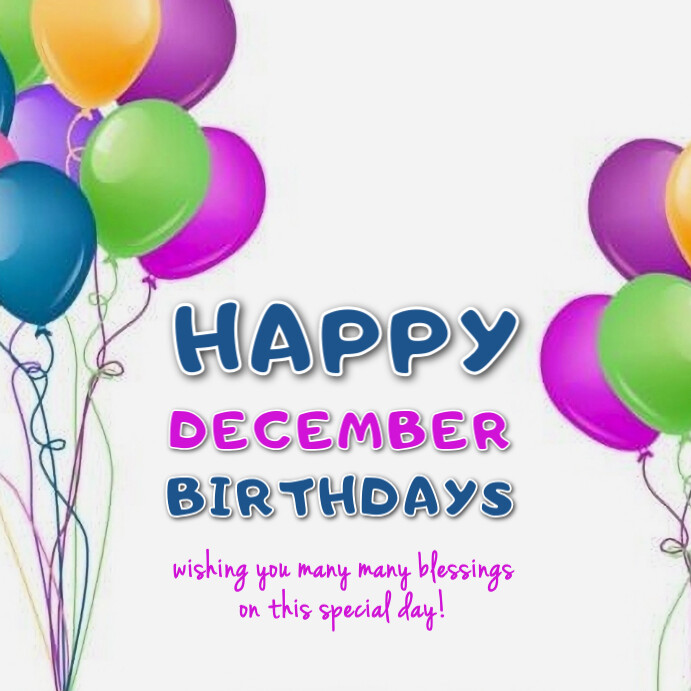 White Maximalist Happy December Birthdays Instagram Post Template ...