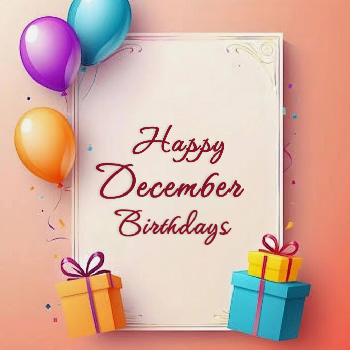 White Maximalist Happy December Birthdays Instagram Post Template ...