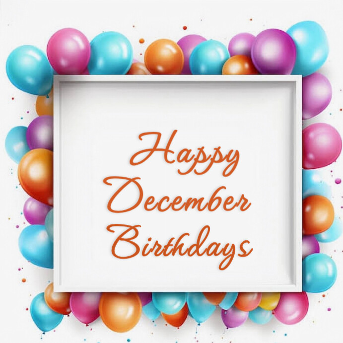 Plantilla de White Maximalist Happy December Birthdays Instagram Post ...