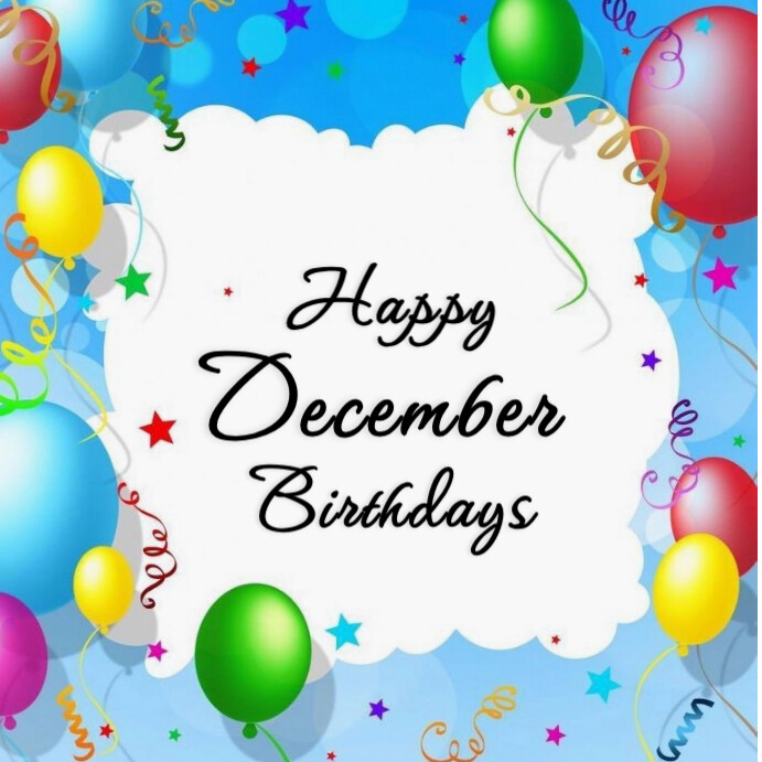 White Maximalist Happy December Birthdays Instagram Post Template ...