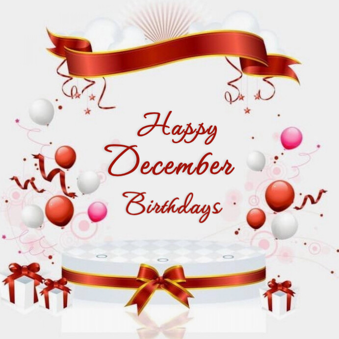 White Maximalist Happy December Birthdays Instagram Post Template ...
