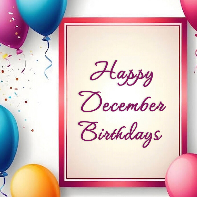 White Maximalist Happy December Birthdays Instagram Post Template ...