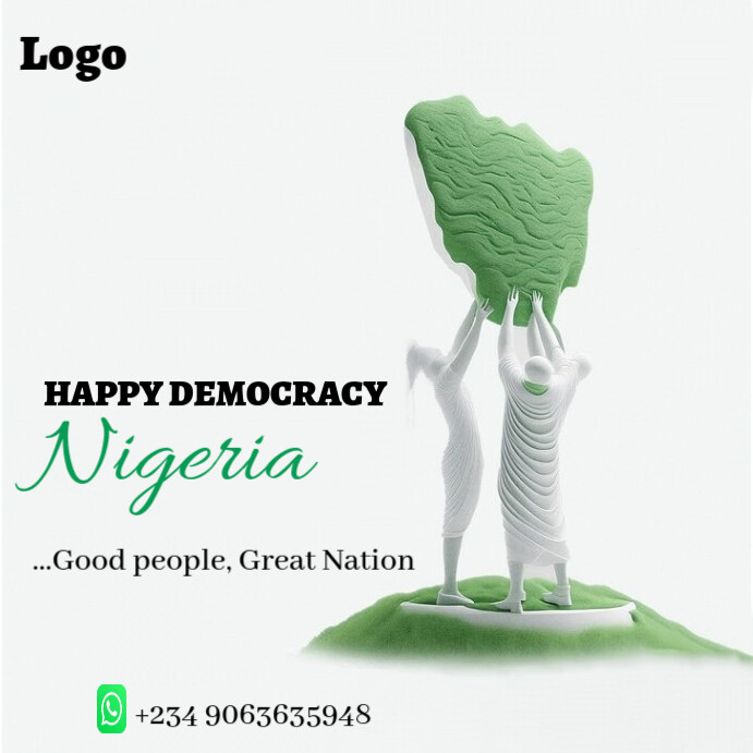 White Maximalist Happy Democracy Nigeria Square (1:1) Template ...
