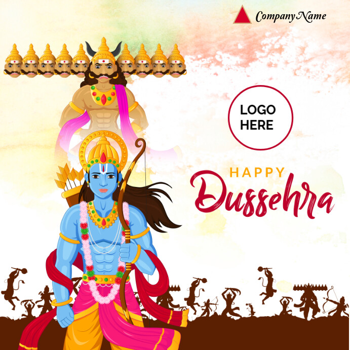 White Maximalist Happy Dussehra Instagram Post Template | PosterMyWall