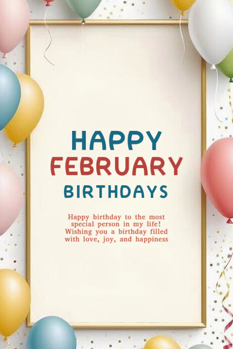 Copy of White Maximalist Happy February Birthdays Banner 4' × 6 ...