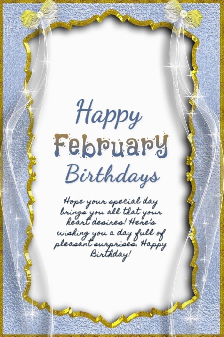 White Maximalist Happy February Birthdays Banner 4' × 6' Template ...
