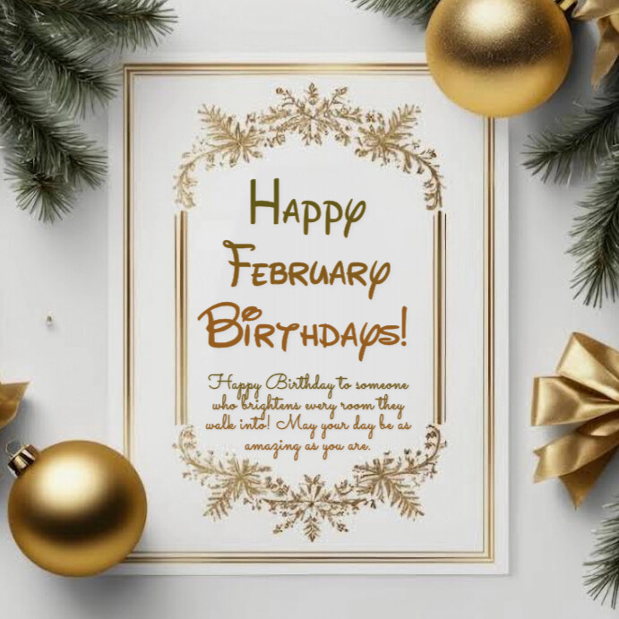 White Maximalist Happy February Birthdays Instagram Post Templat ...