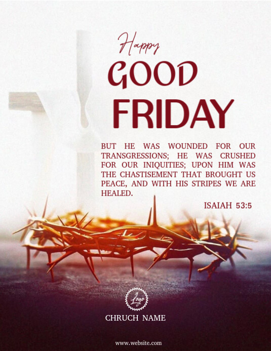 White Maximalist Happy Good Friday Flyer (us Letter) Template ...