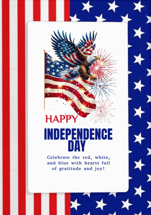 White Maximalist Happy Independence Day A4 Template | PosterMyWall