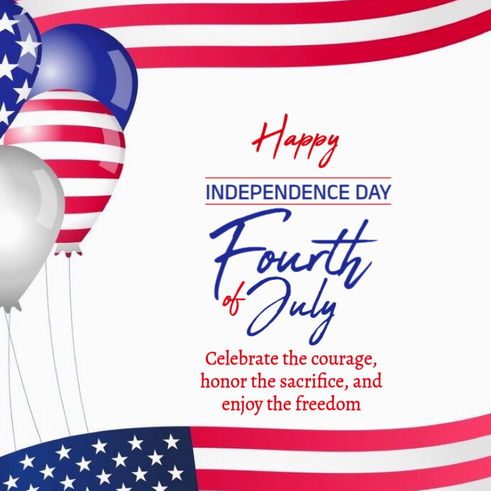 White Maximalist Happy Independence Day Instagram Post Template | PosterMyWall