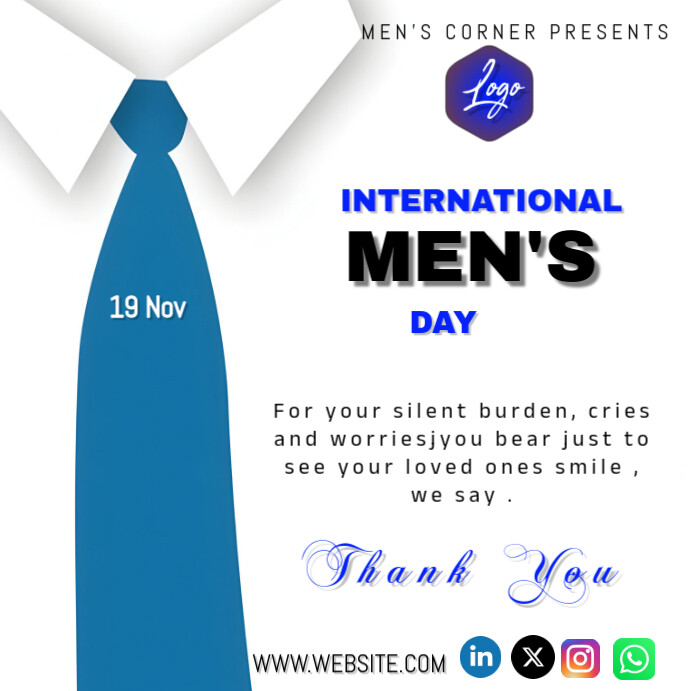 White Maximalist Happy International Men's Day Flyer Instagram Post ...