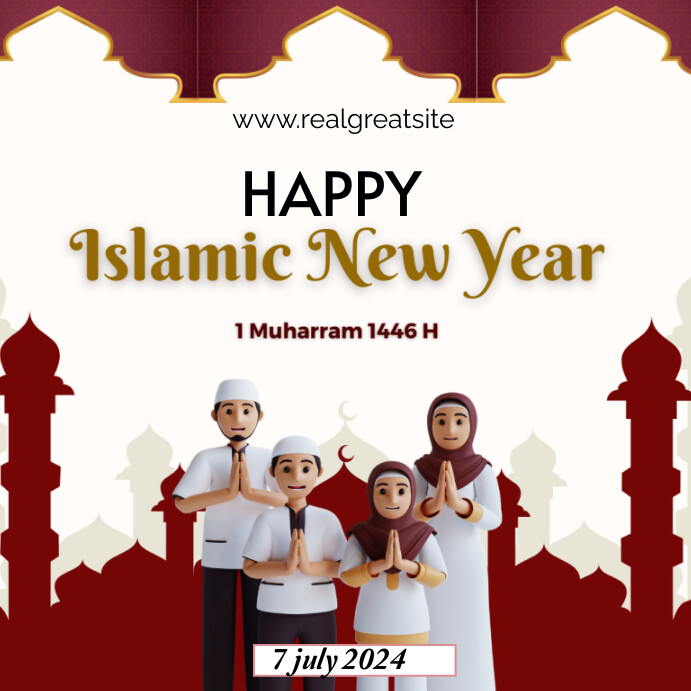 White Maximalist Happy Islamic New Year Inst Template | PosterMyWall