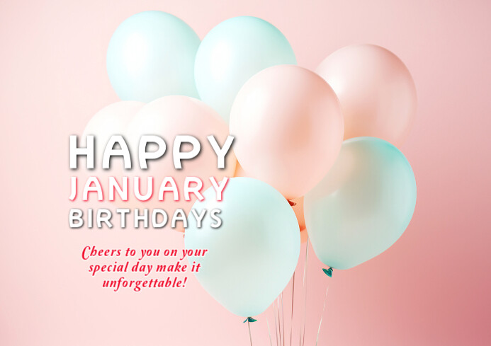 Copy of White Maximalist Happy January Birthdays A4 | PosterMyWall