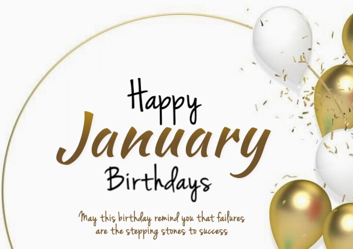 Copy of White Maximalist Happy January Birthdays A4 | PosterMyWall